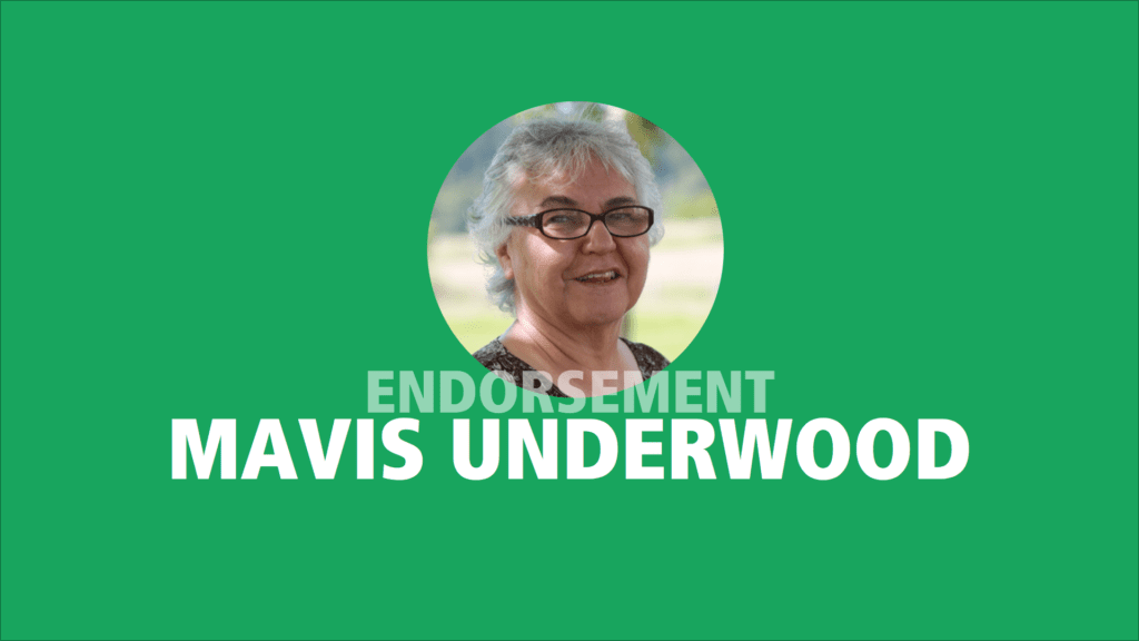 Mavis Underwood endorses Adam Olsen - Adam Olsen