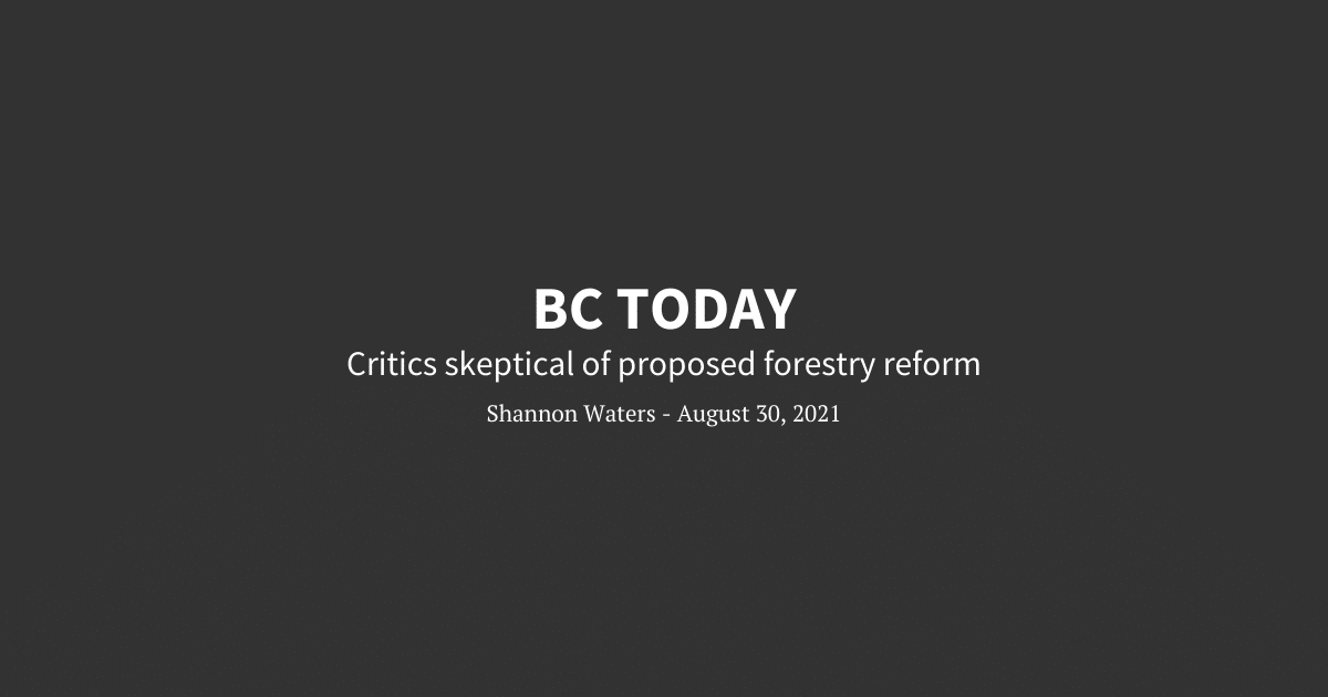 BC Today: Critics skeptical of proposed forestry reform - Adam Olsen ...
