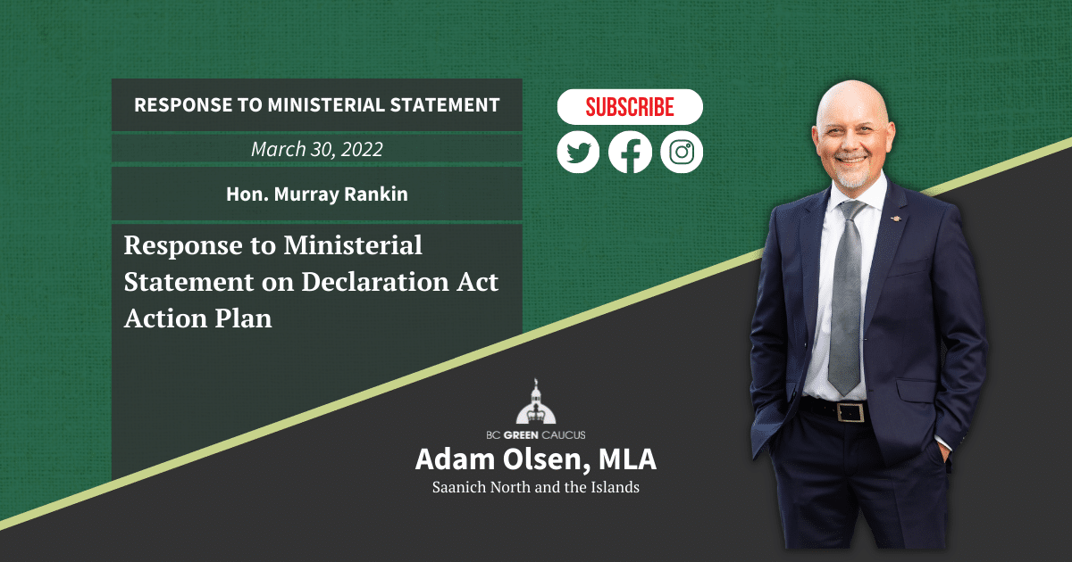Response to Ministerial Statement on Declaration Act Action Plan - Adam ...